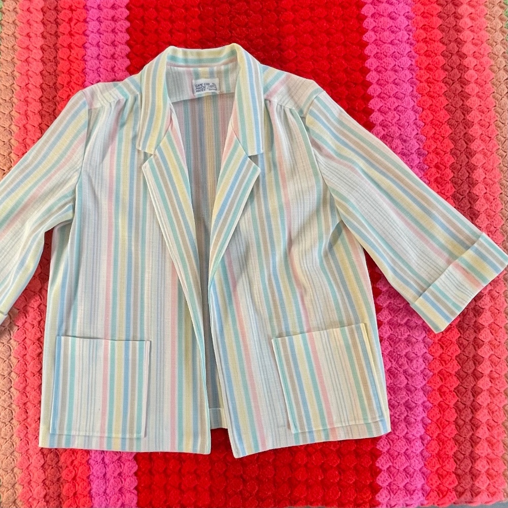 Vintage Pastel Striped Blazer Cape Cod Match Mates - Gem